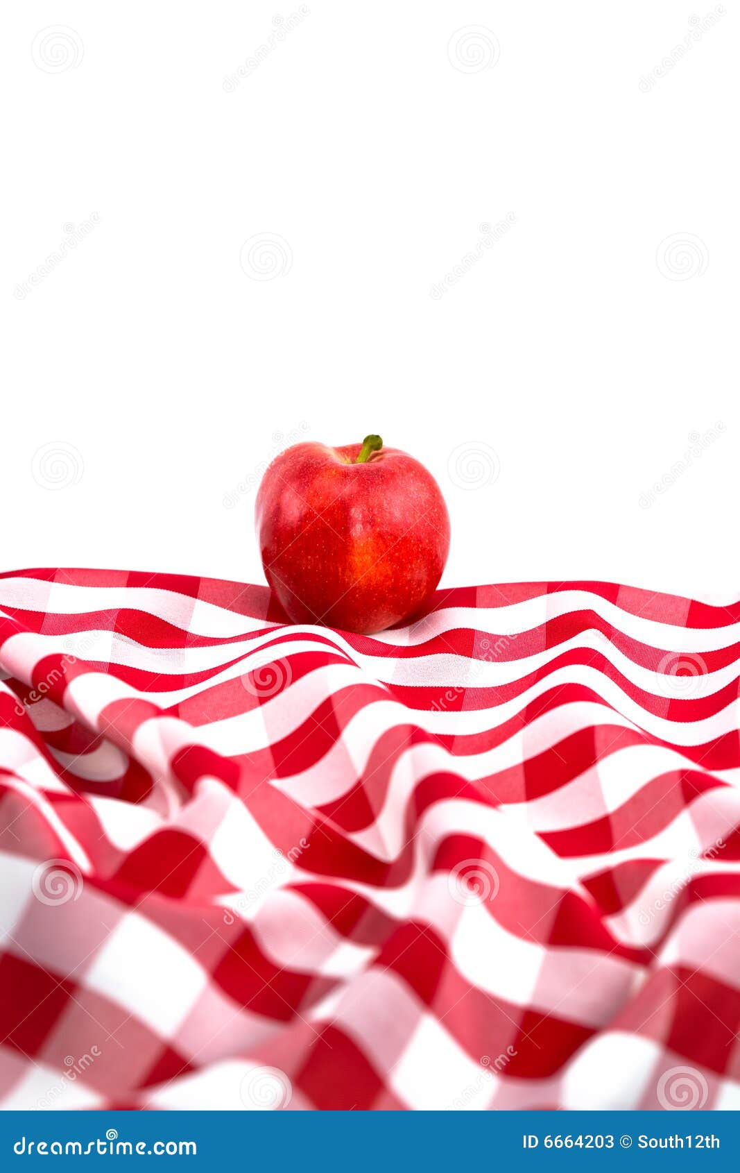 Red Gala Apple on Checkered Tablecloth Stock Image - Image of health ...