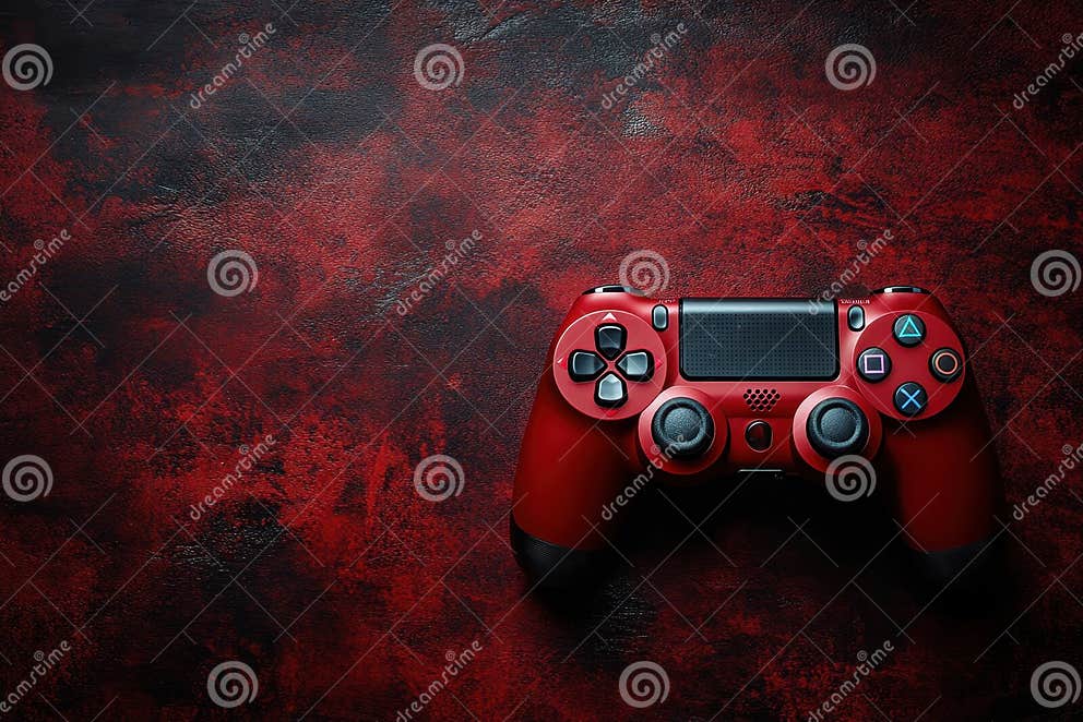 Red Game Controller on Textured Dark Background, Showcasing Modern ...