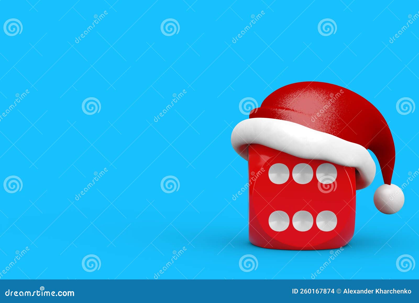 Red Game Dice Cube with Red Santa Claus Hat. 3d Rendering Stock ...