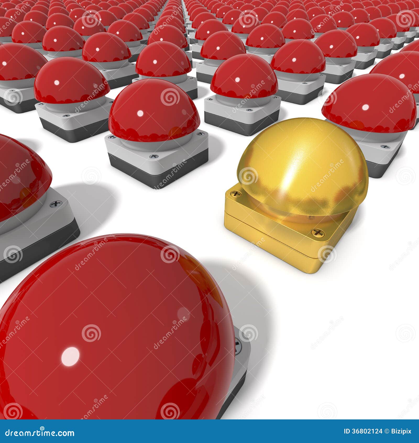 Red Gameshow Buzzers With Center Golden Buzzer Stock Illustration Illustration Of Golden