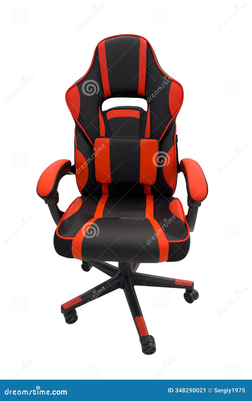 Red Gaming Chair on Wheels Isolated on White Background Stock Image ...