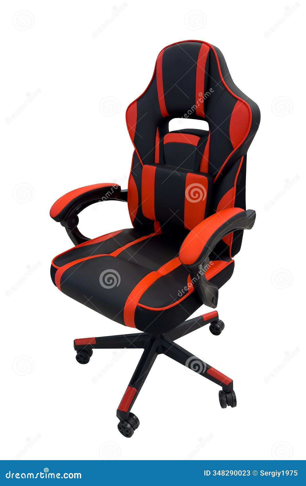 Red Gaming Chair on Wheels Isolated on White Background Stock Image ...