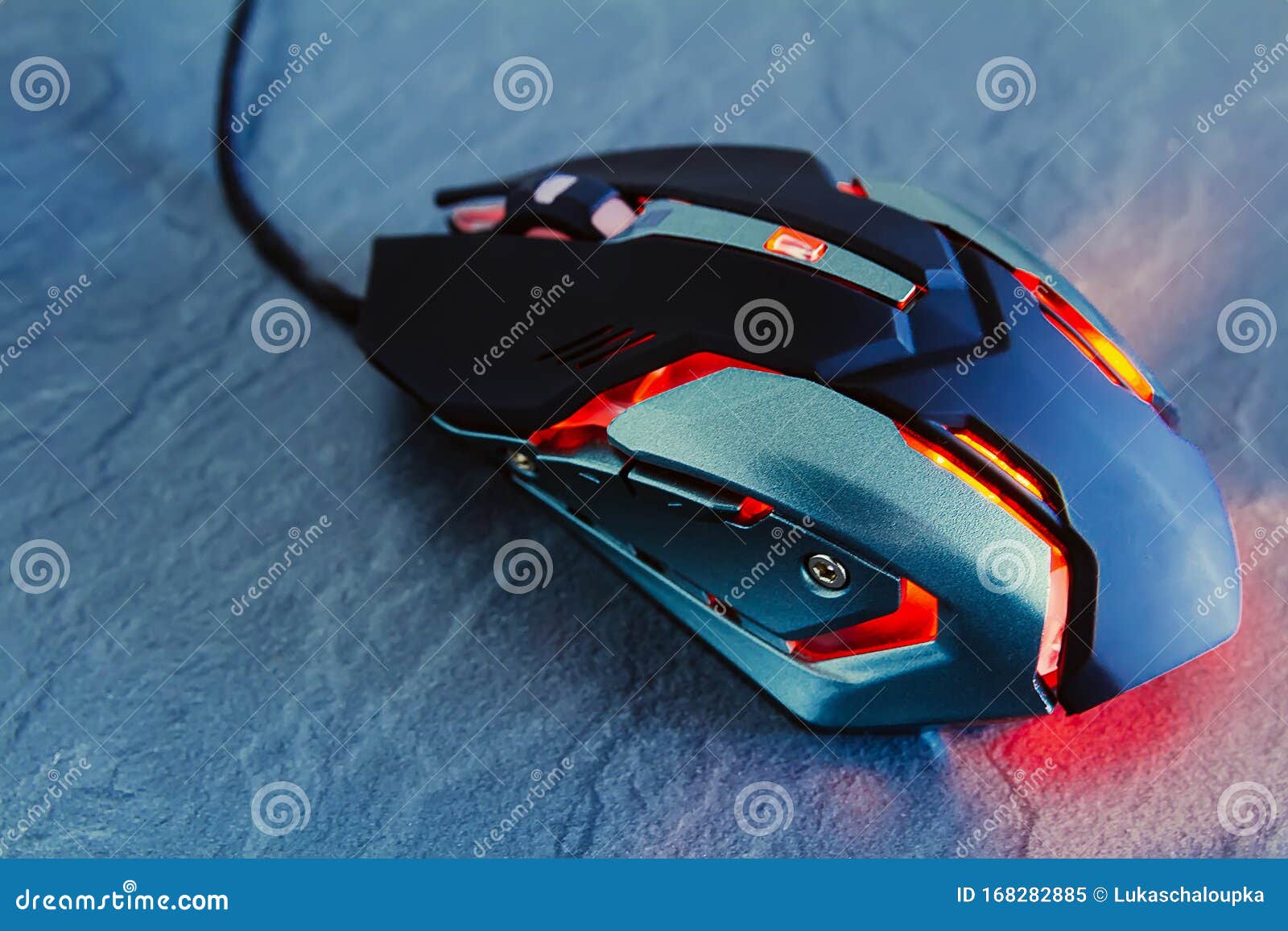 Red Gaming Mouse on Stone Texture Table Stock Image - Image of control ...