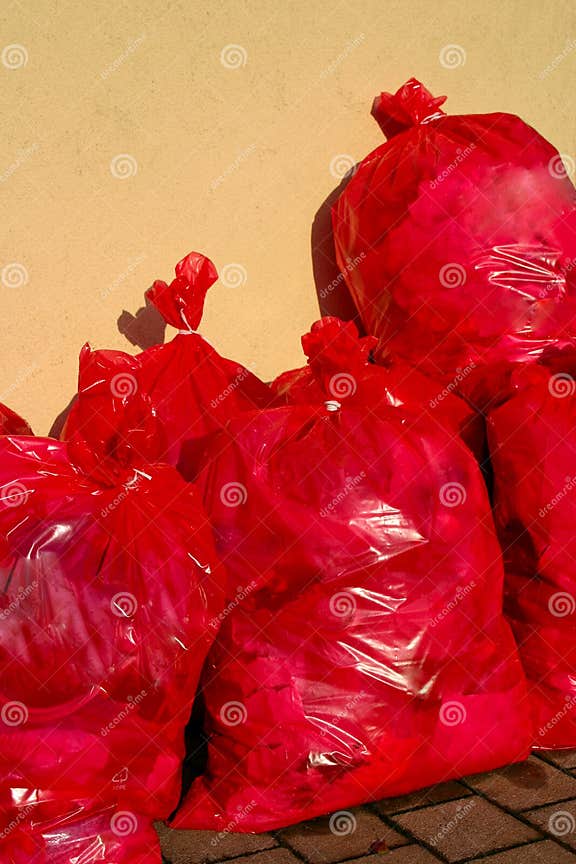 Red Garbage Bags stock image. Image of container, environment - 17223465