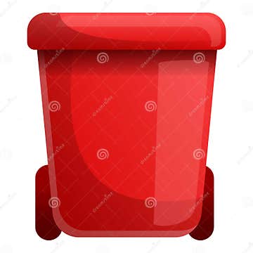 Red Garbage Bin Icon, Cartoon Style Stock Vector - Illustration of ...