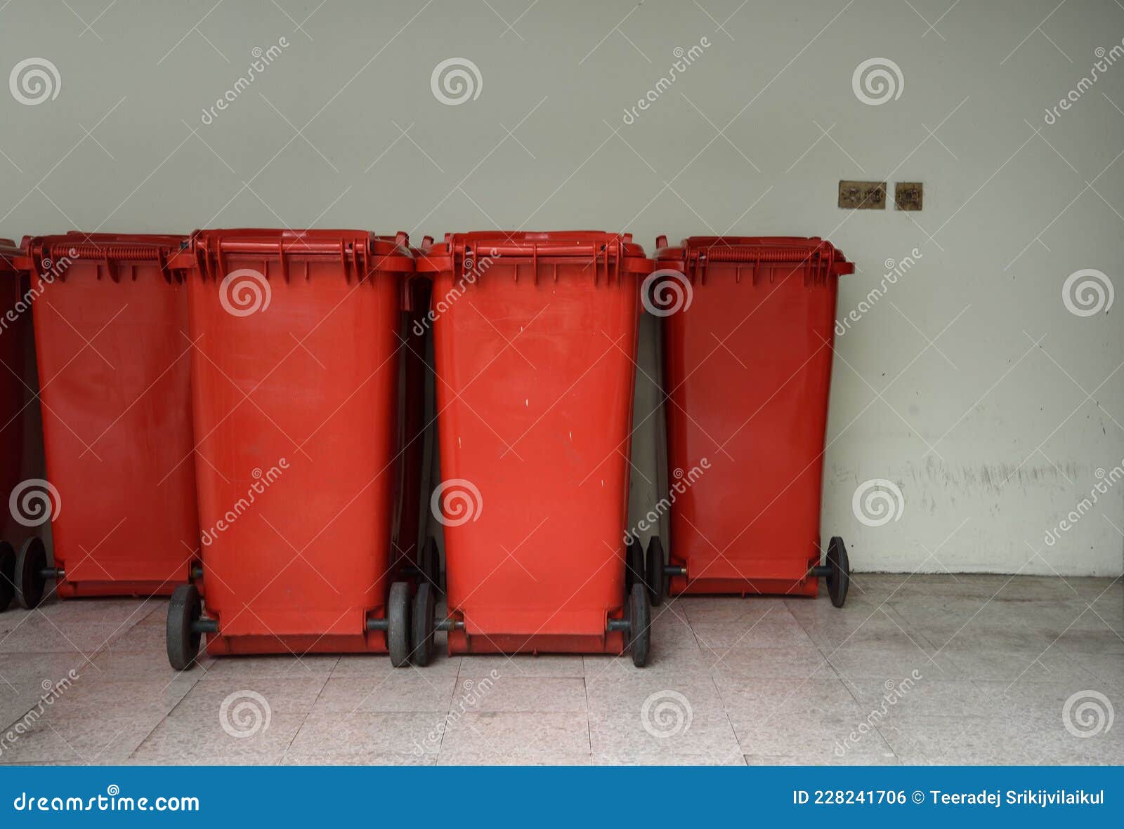 Red Garbage Bins for Infectious Waste Stock Photo - Image of hazardous ...