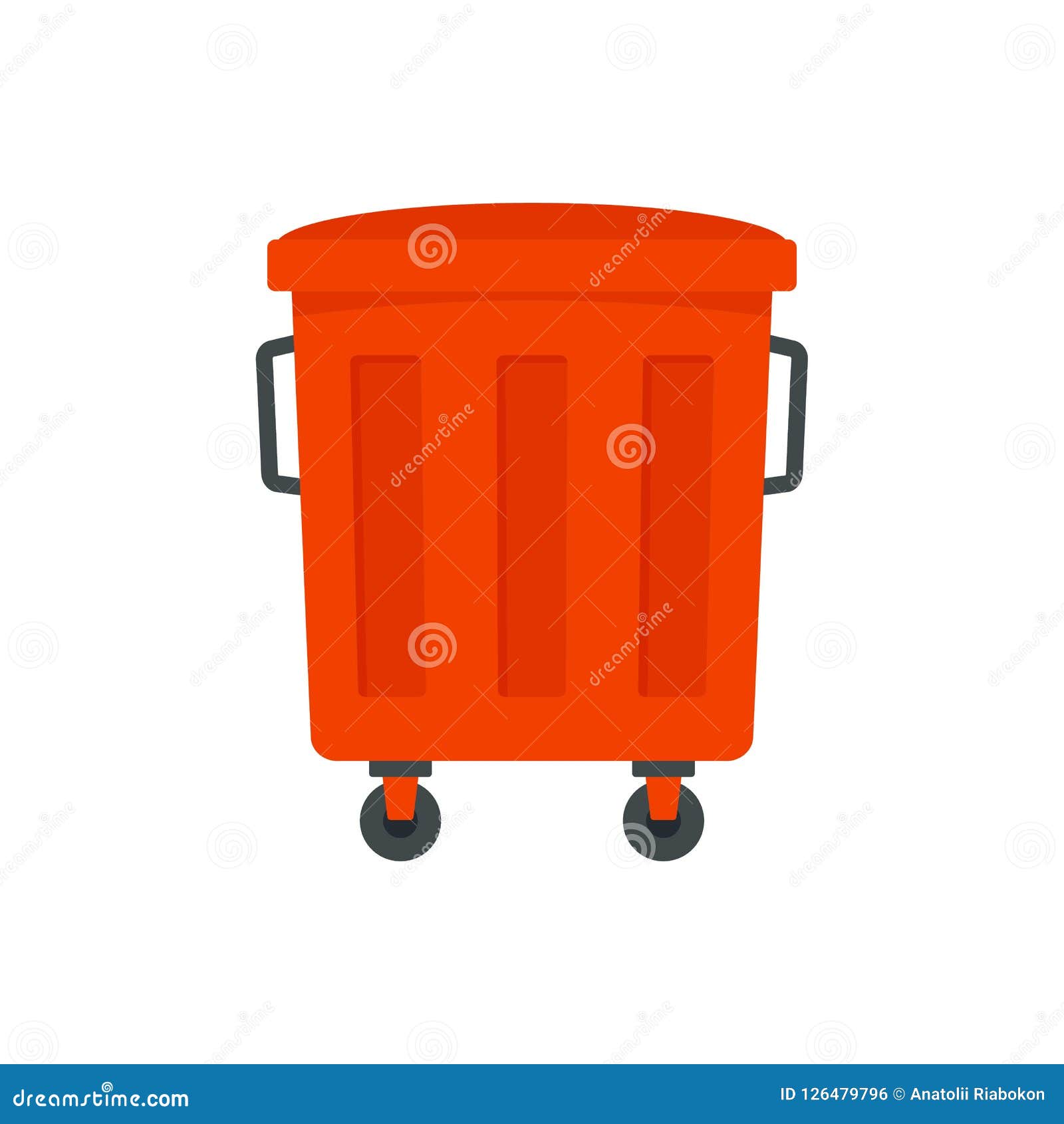Red Garbage Box Icon, Flat Style Stock Vector - Illustration of rubbish ...
