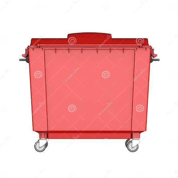 A Red Garbage Container on a White Background. Isolate Stock ...