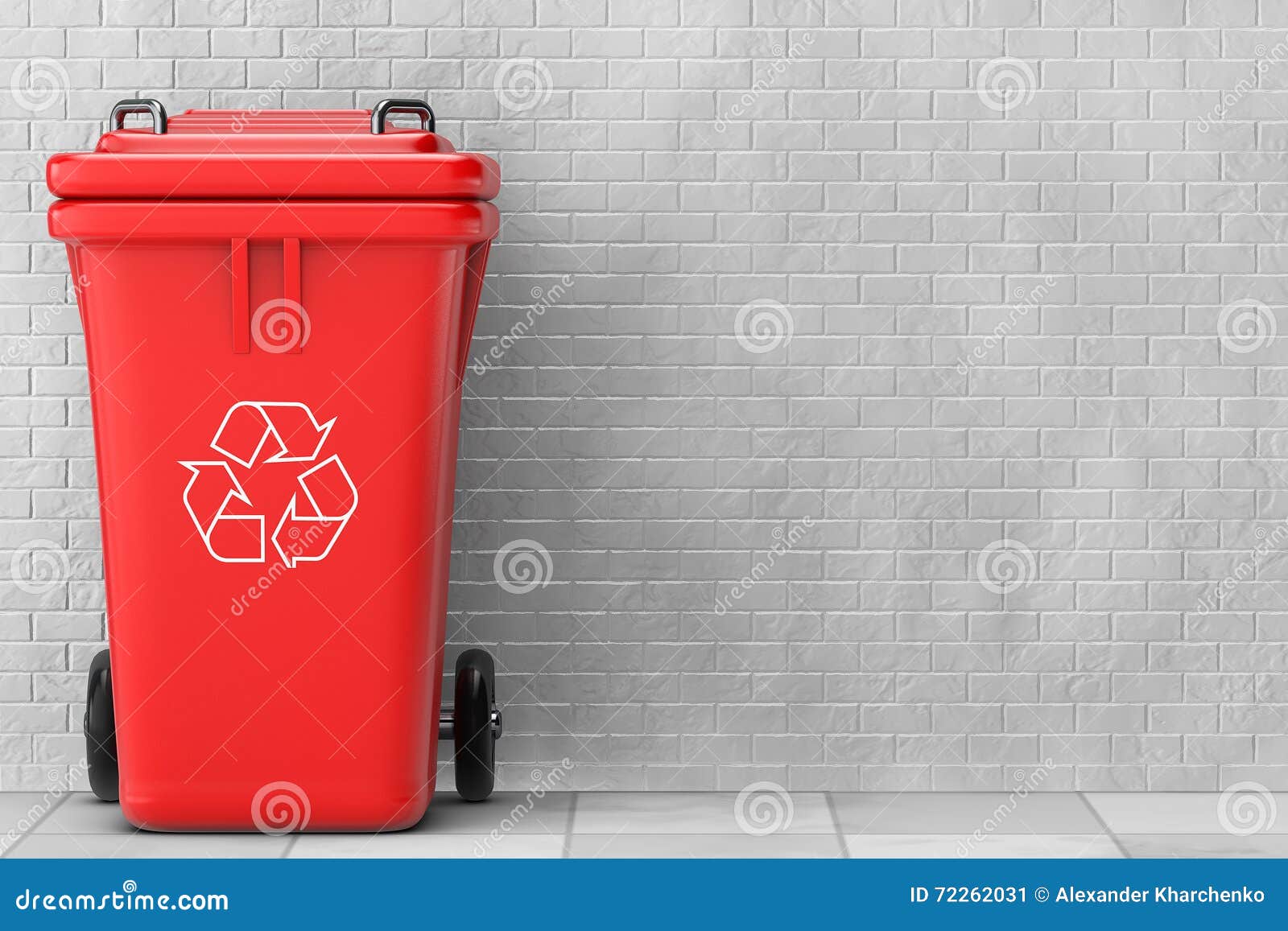 Red Garbage Trash Bin. 3d Rendering Stock Illustration - Illustration ...
