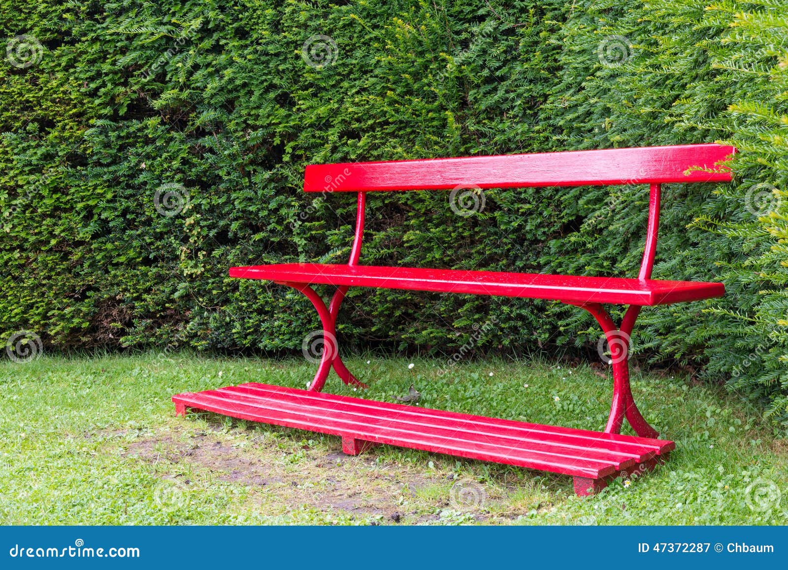 Red Garden Bench stock image. Image of object, color - 47372287