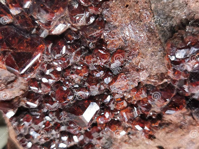 Red garnet mineral texture stock photo. Image of stone - 275712824