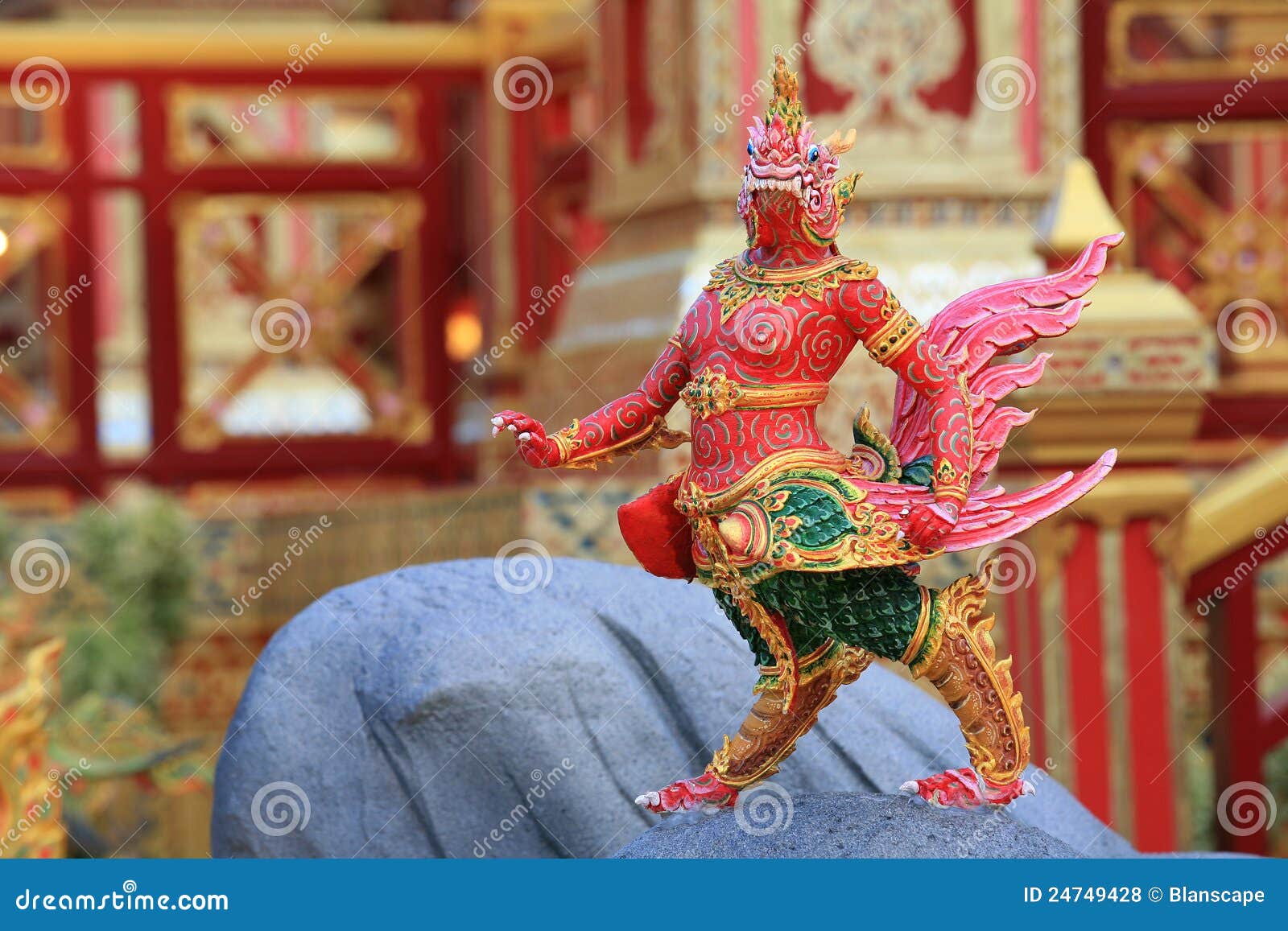 Red Garuda Statue Standing on the Artificial Rock Stock Photo - Image ...