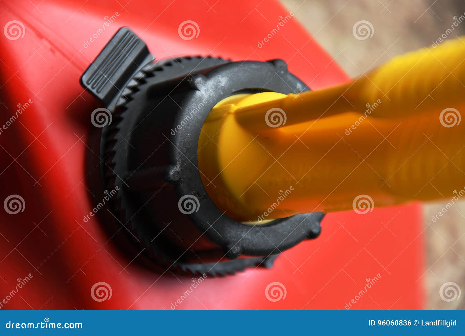 Red Gas Can Close Up stock photo. Image of spout, conservation - 96060836