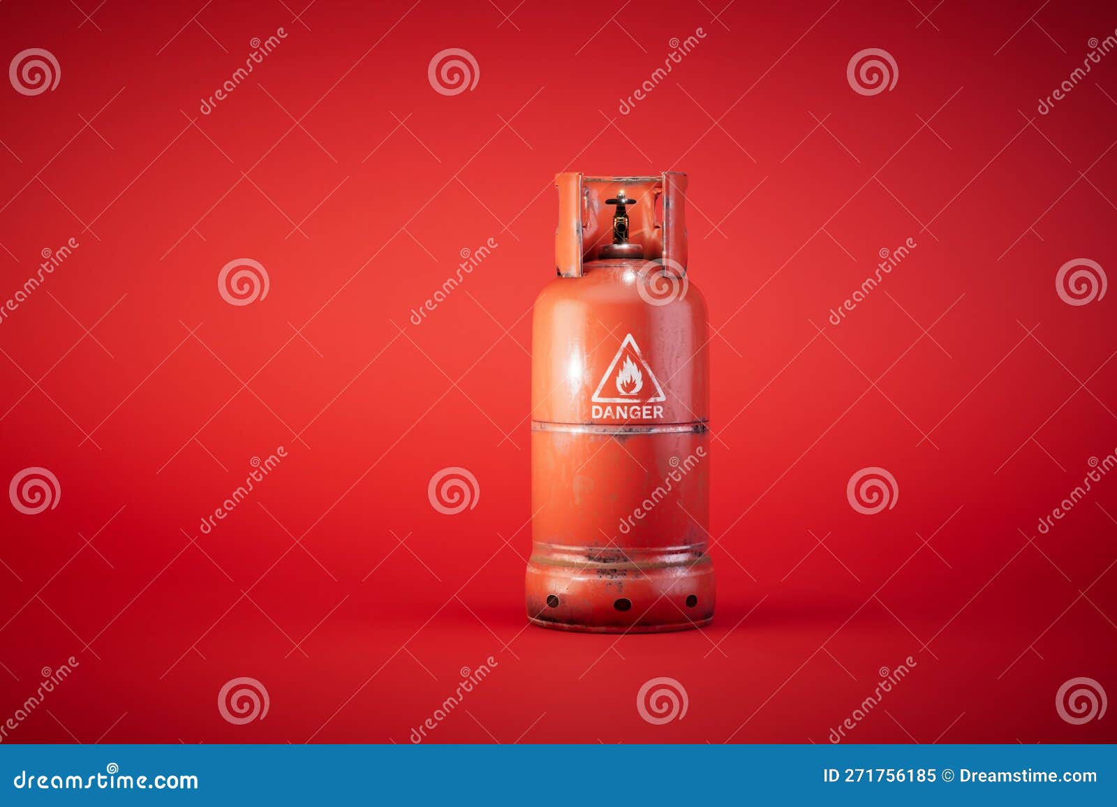 Red Gas Cylinder on a Red Background. 3D Render Stock Illustration ...