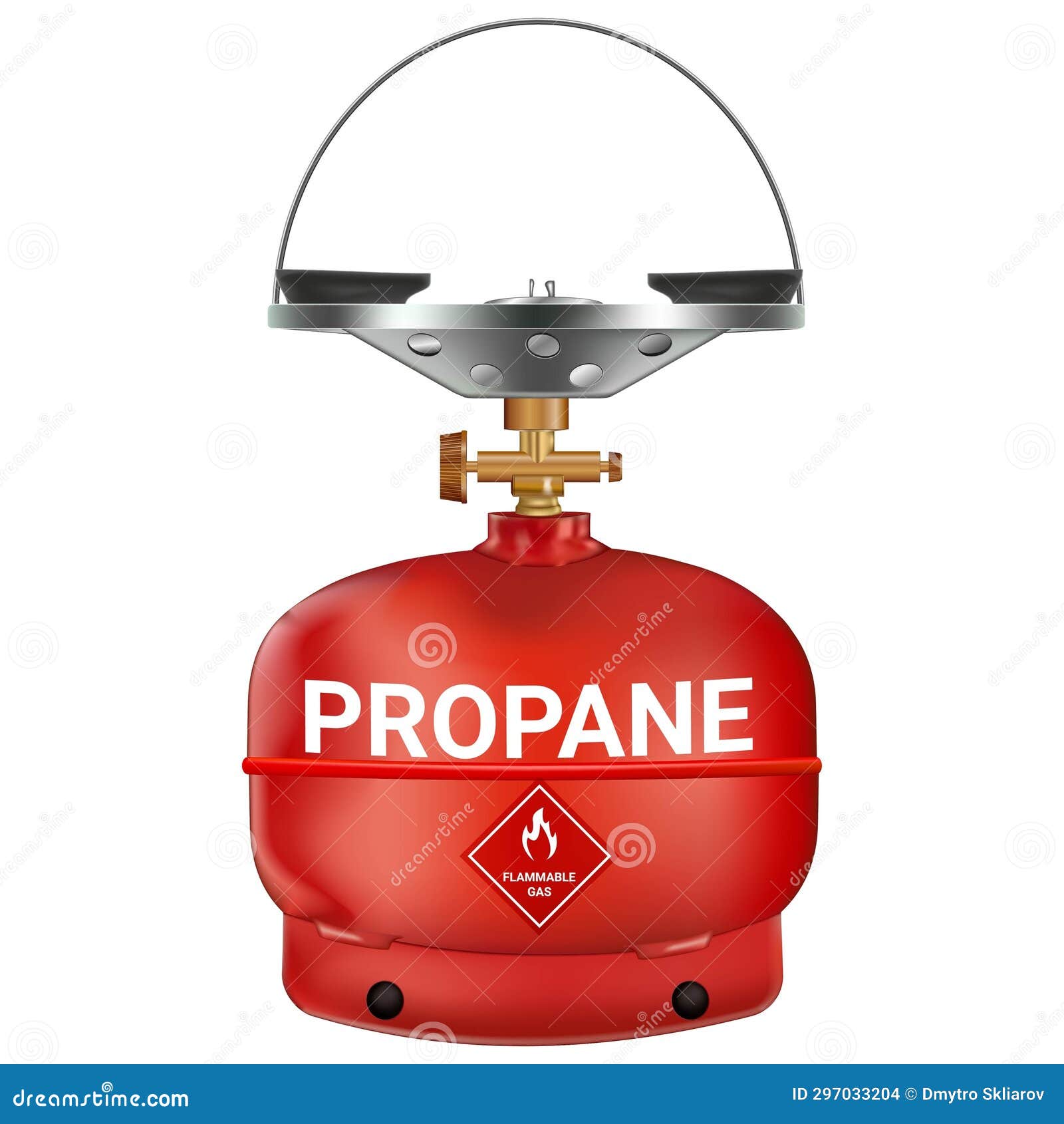 Red Gas Cylinder Containing Propane Isolated on White Background. Camp ...