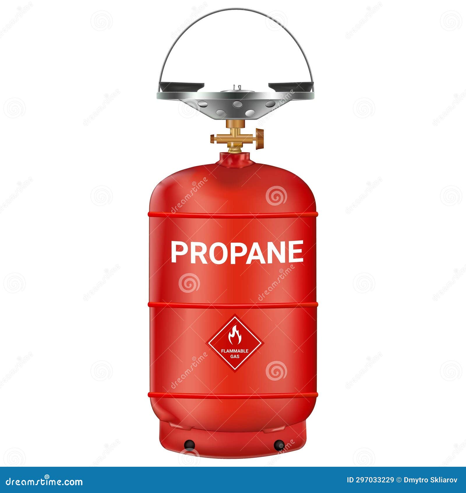 Red Gas Cylinder Containing Propane Isolated on White Background. Camp ...