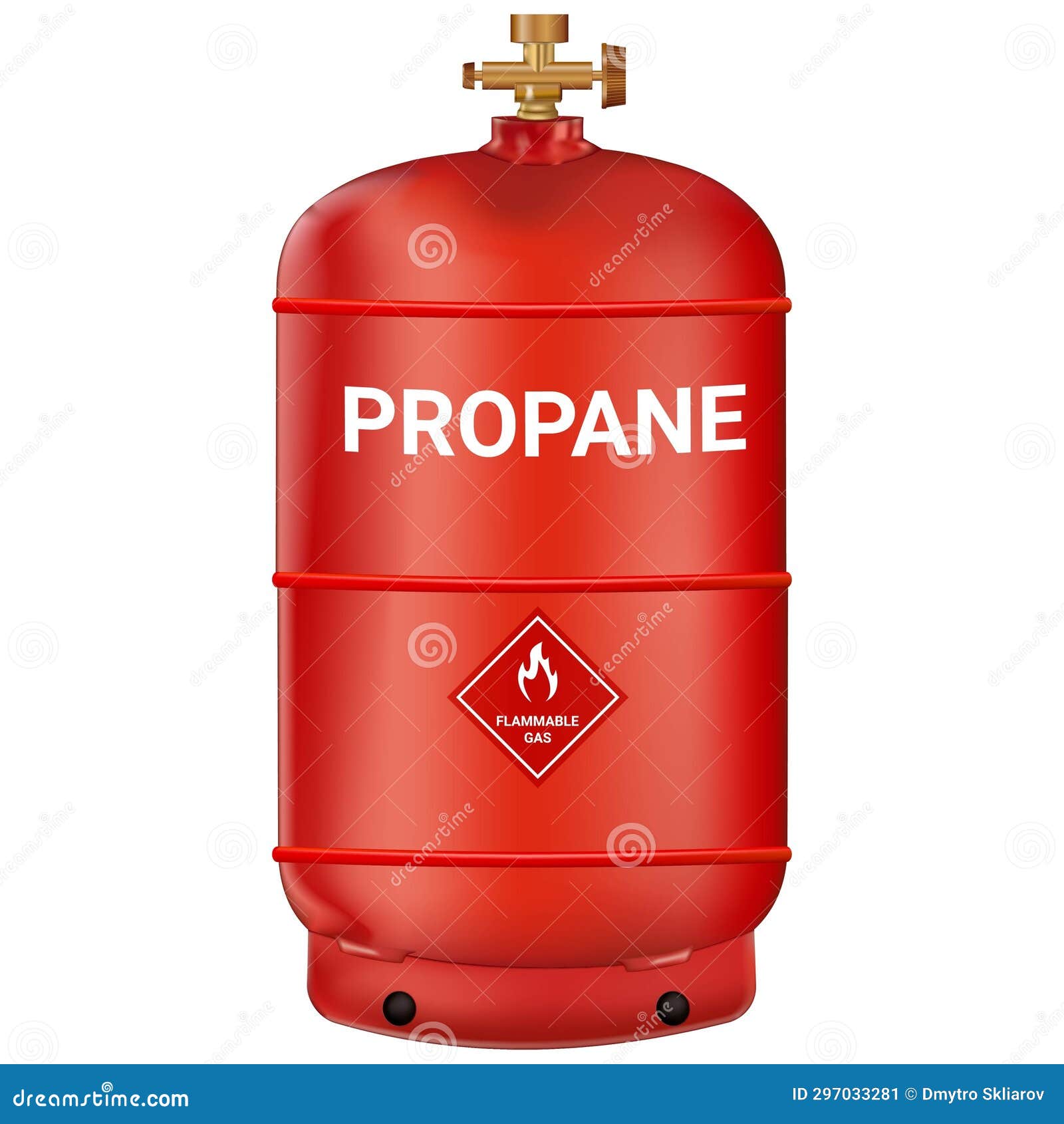 Red Gas Cylinder Containing Propane Isolated on White Background. Camp ...