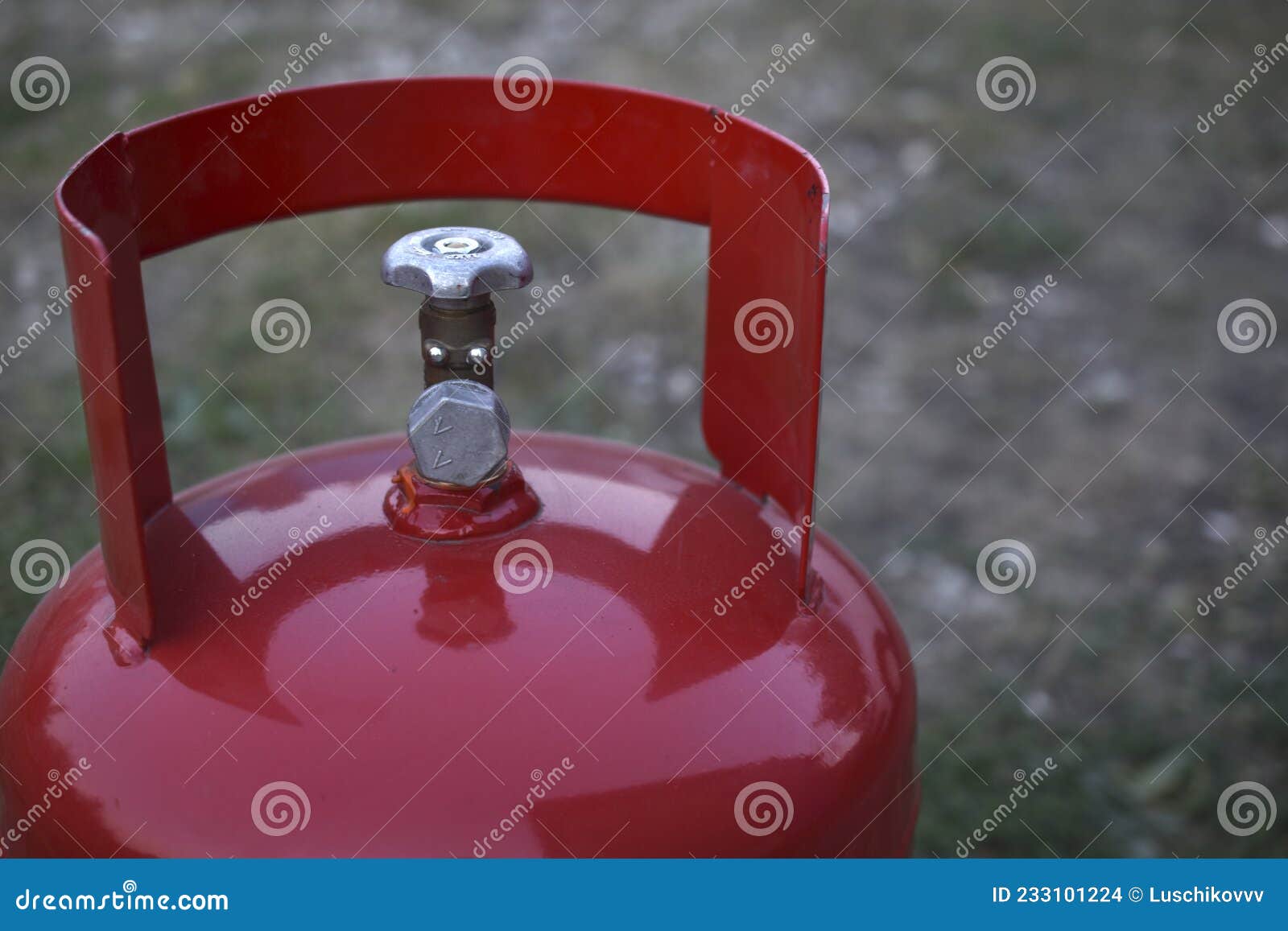 Red Gas Household Bottle with Shiny Valve Stock Photo - Image of ...
