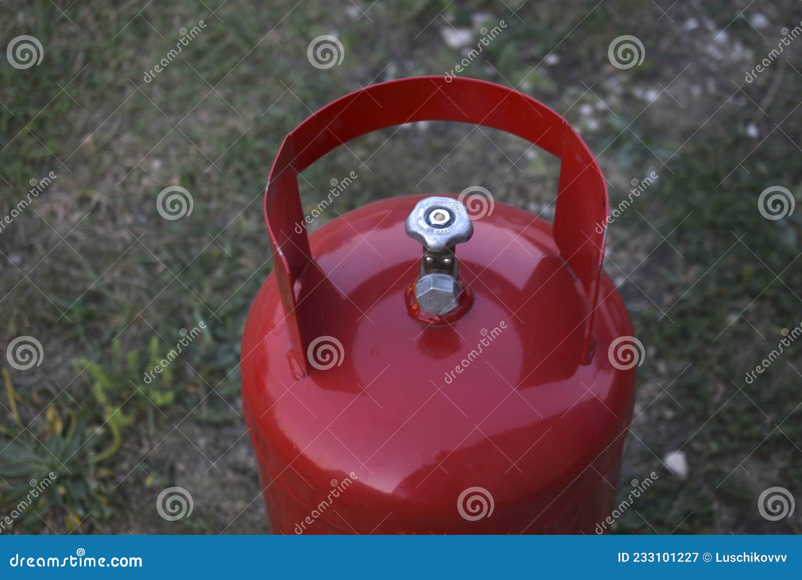 Red Gas Household Bottle with Shiny Valve Stock Image - Image of power ...
