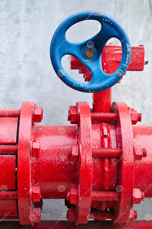 Red Gas Pipe with Blue Valve Stock Image - Image of pipe, repair: 23971903