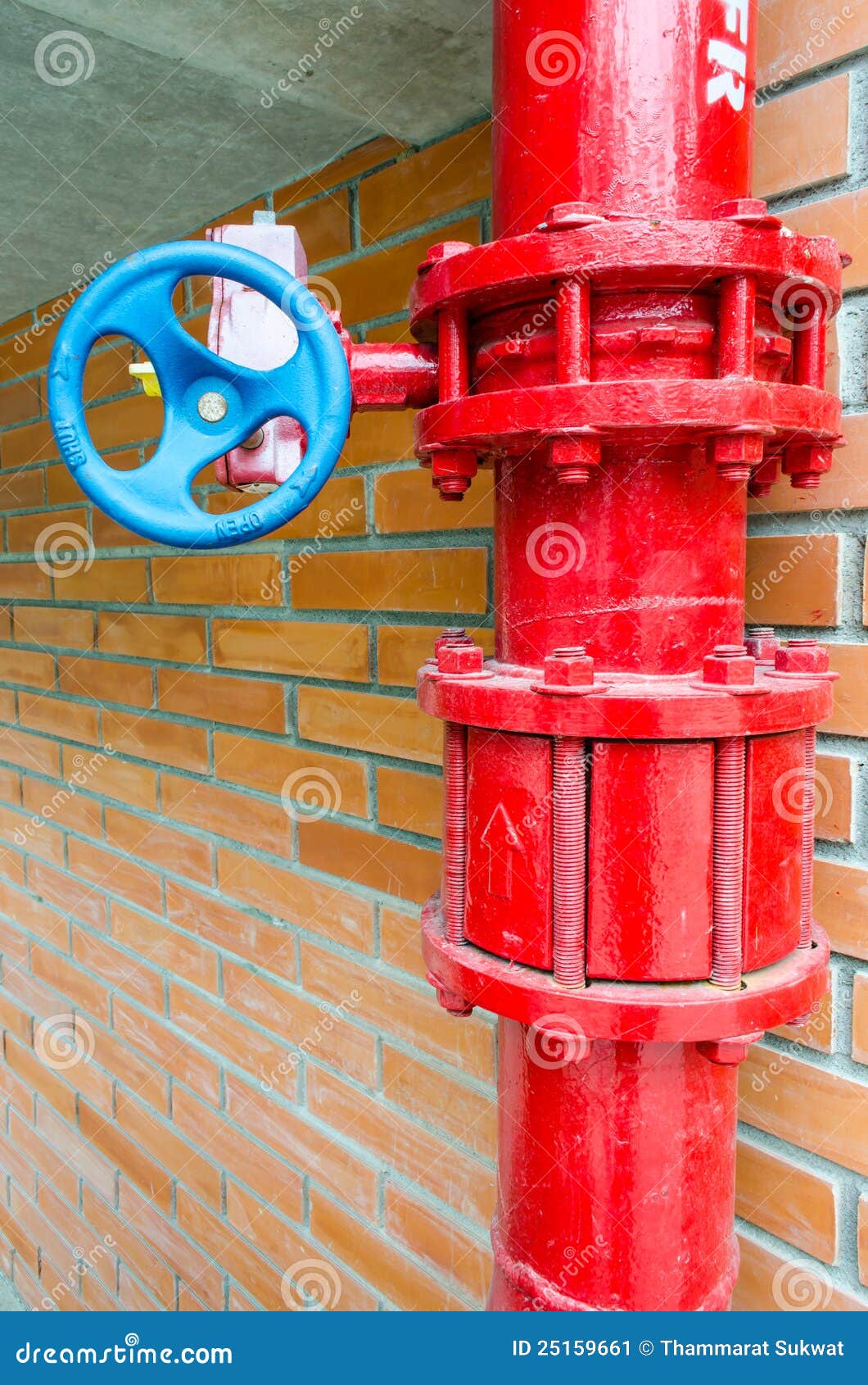 Red Gas Pipe with Blue Valve Stock Image - Image of building, fuel ...