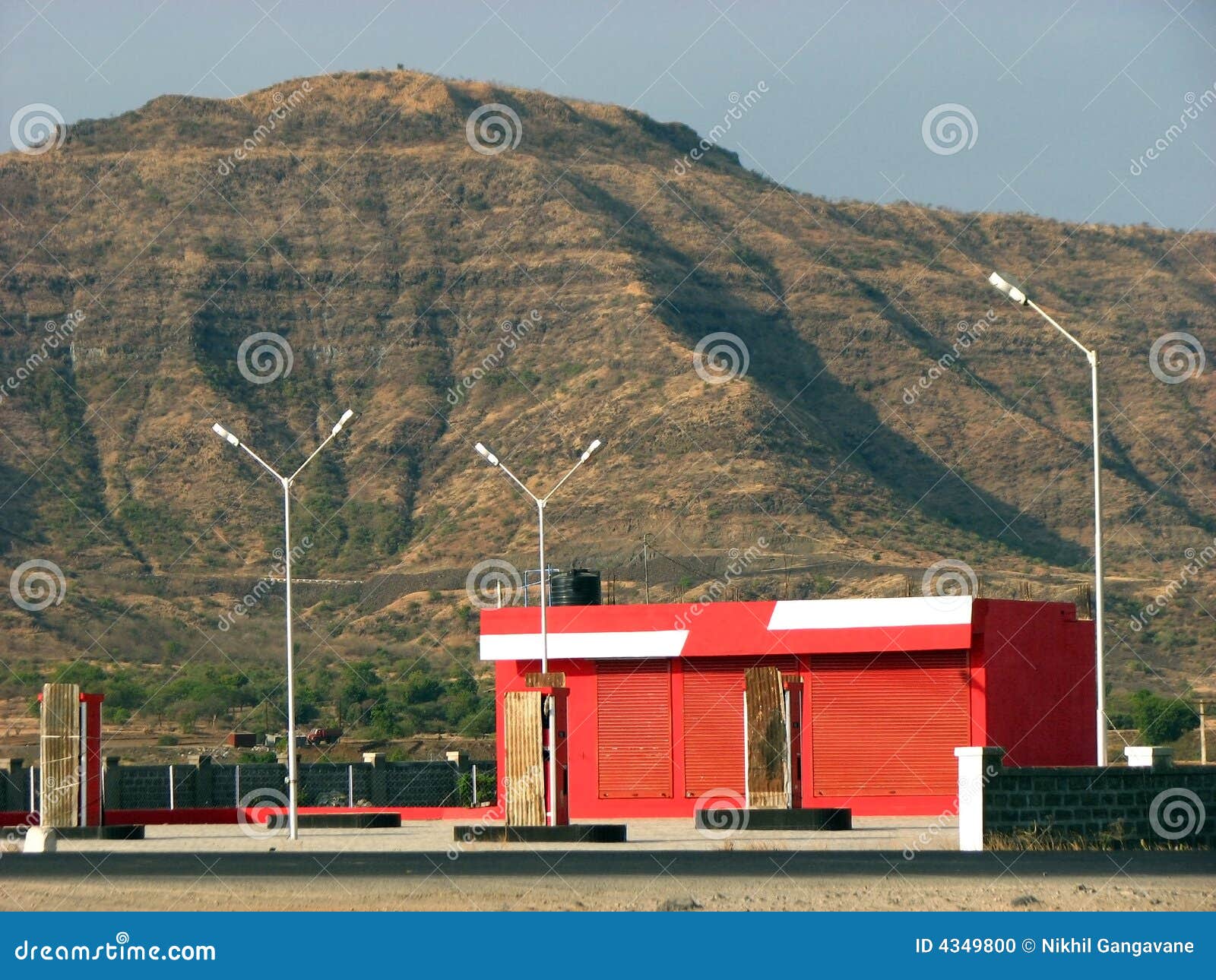 Red Gas Station stock photo. Image of empty, india, hill - 4349800