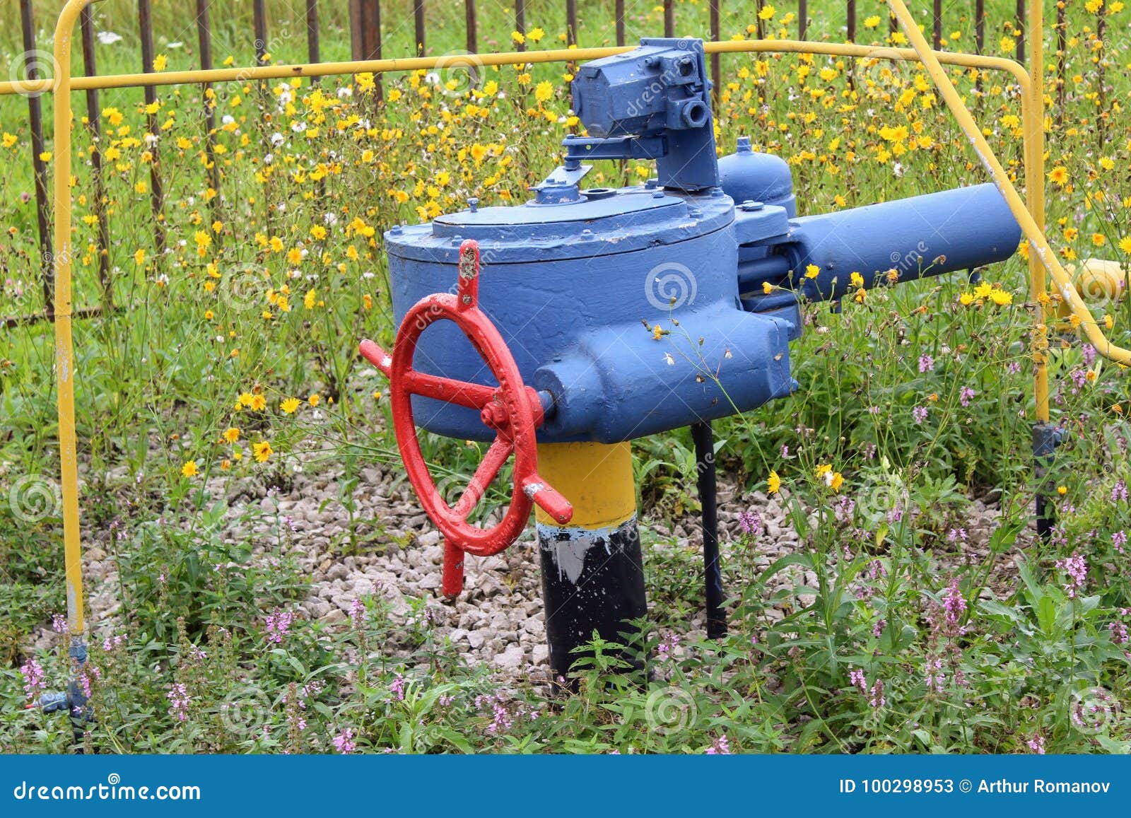 Red Gas Valve on the Gas Main Stock Image - Image of nature, blue ...