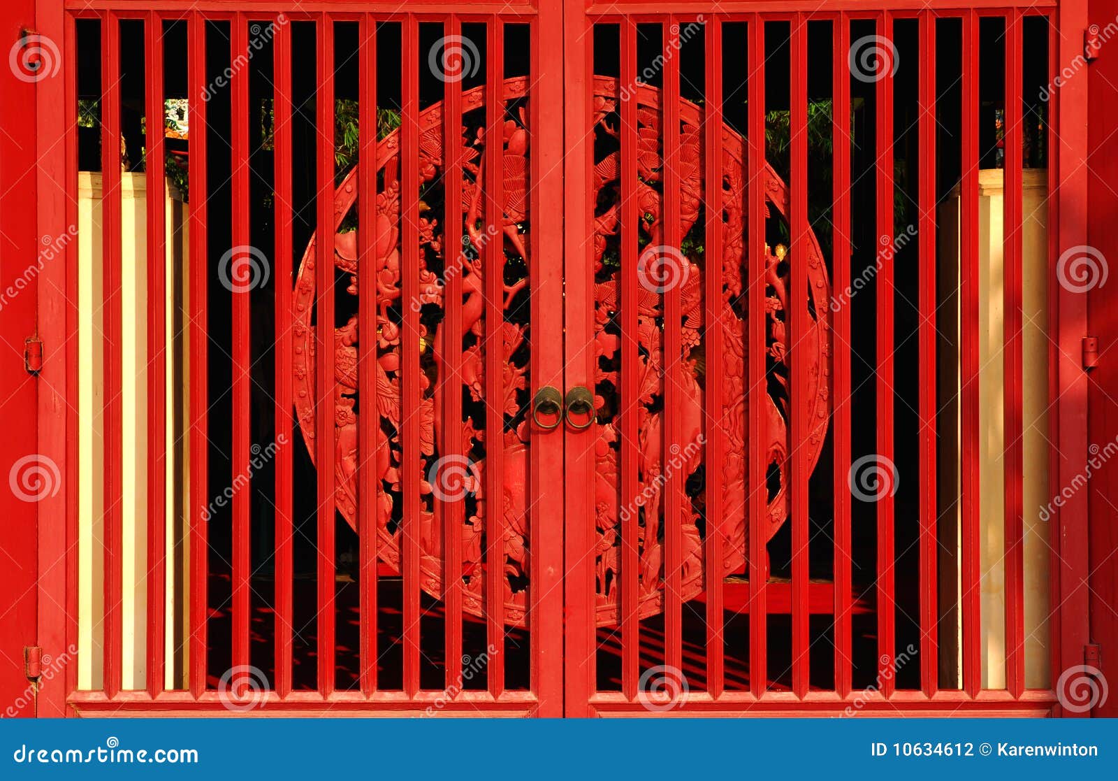 Red gate stock photo. Image of carved, wood, wooden, color - 10634612