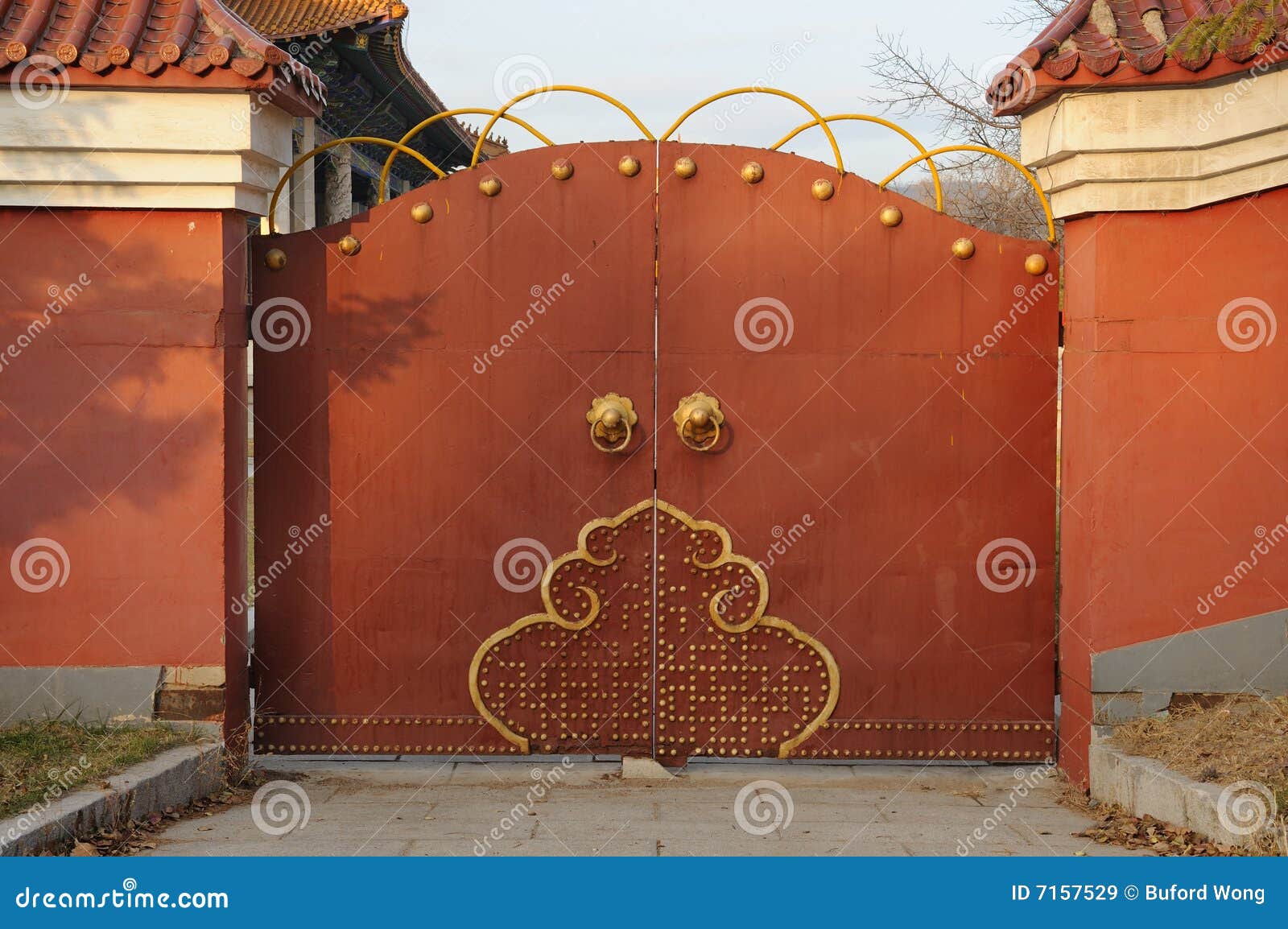 Red Gate stock image. Image of travel, yard, pine, china - 7157529