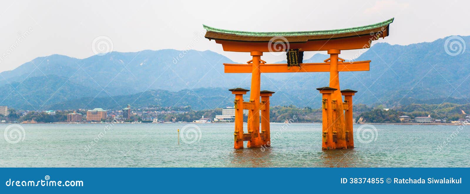 Red Gate Located in the Sea at Miyajima Island Hiroshima Stock Image ...