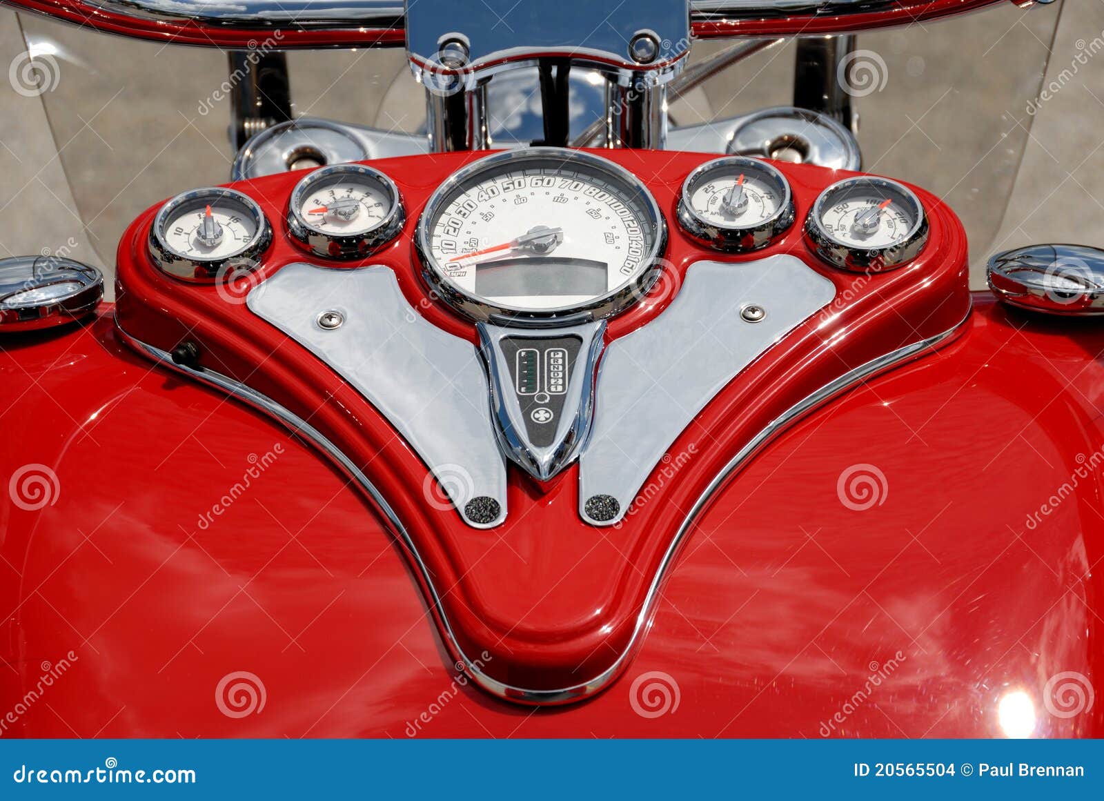 Red gauges on motorcycle stock photo. Image of restored - 20565504