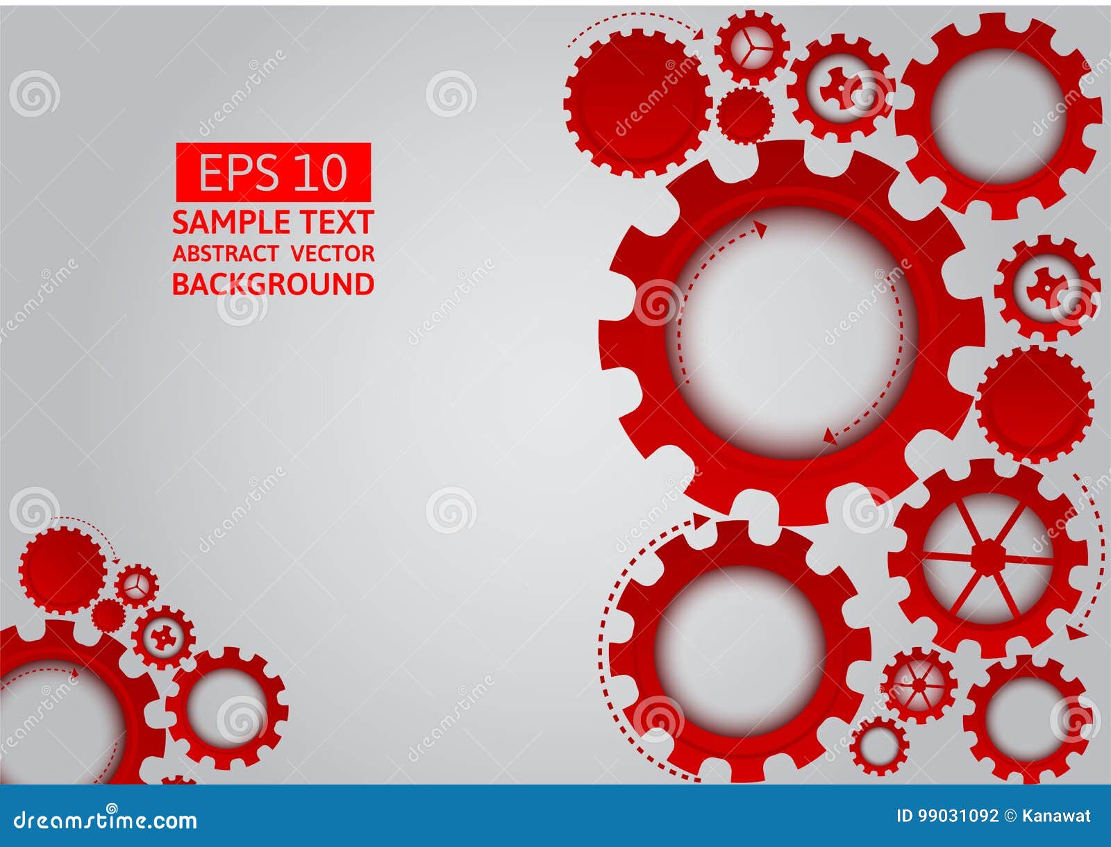 Red Gear Abstract Vector on Gray Background with Copy Space Stock ...