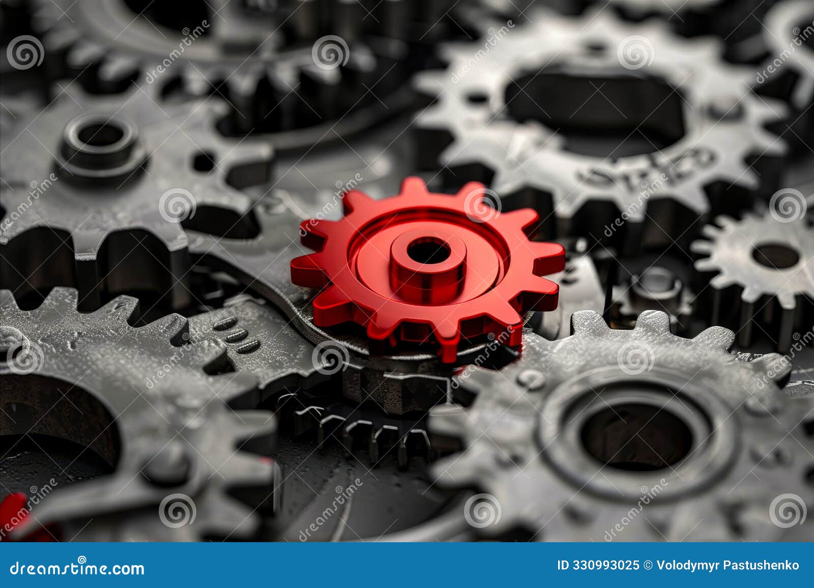 A Red Gear on Top of a Pile of Metal Gears Stock Image - Image of pile ...