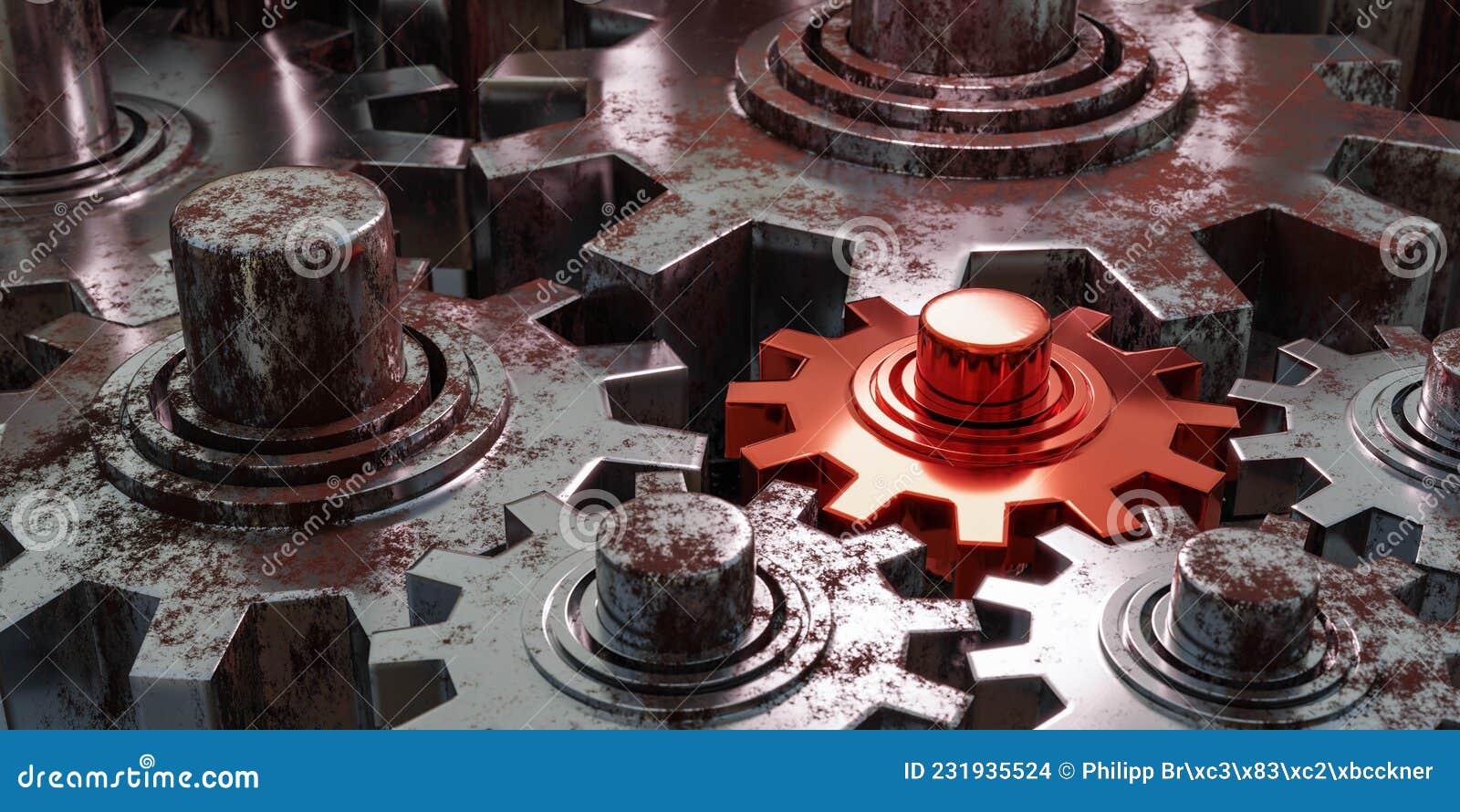 Red Gear Wheel in Machine Proble Error Concept 3d Render Illustration ...