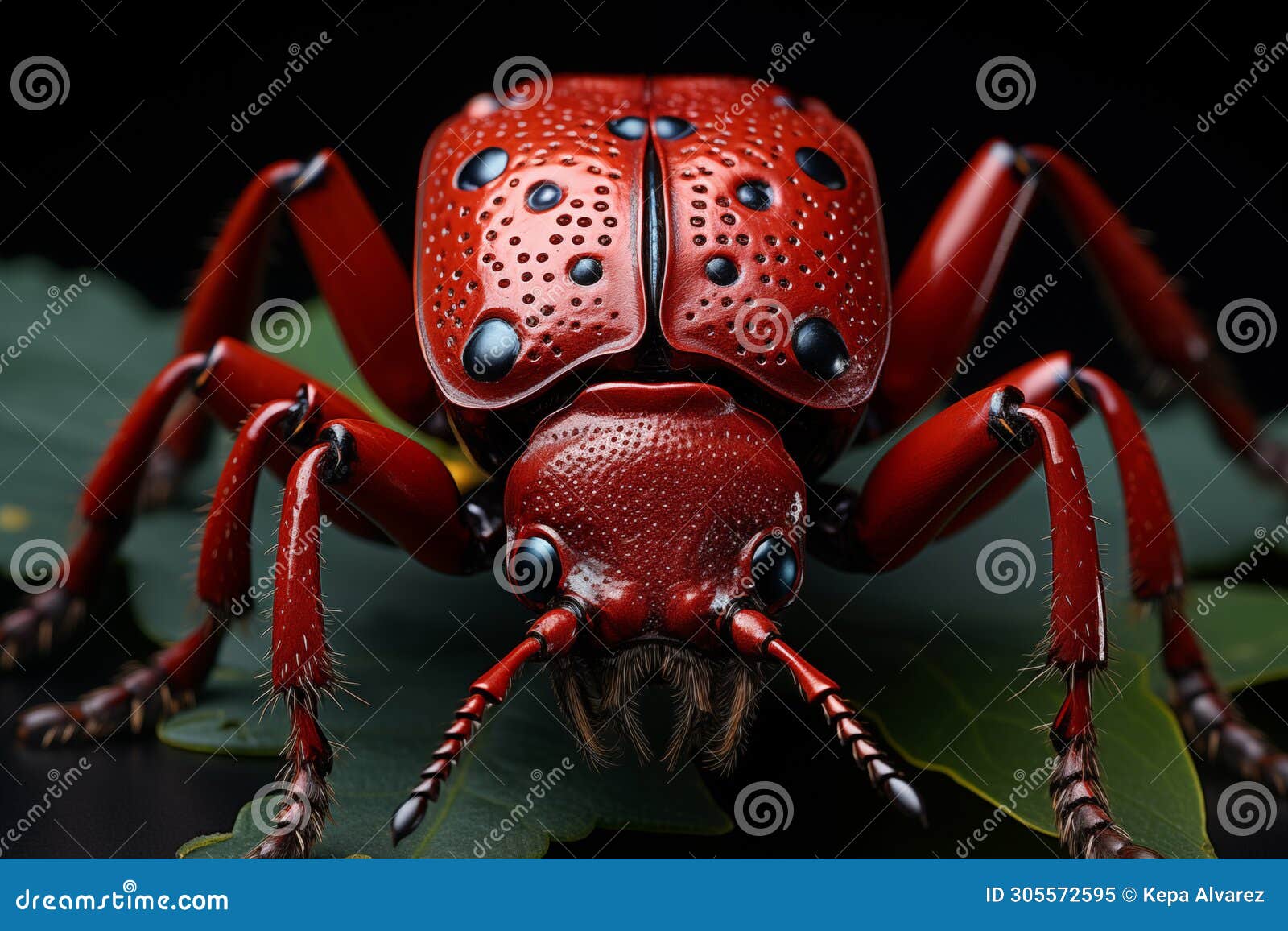 Red Gem Close-up Glimpse of a Scarlet Beetle Stock Illustration ...