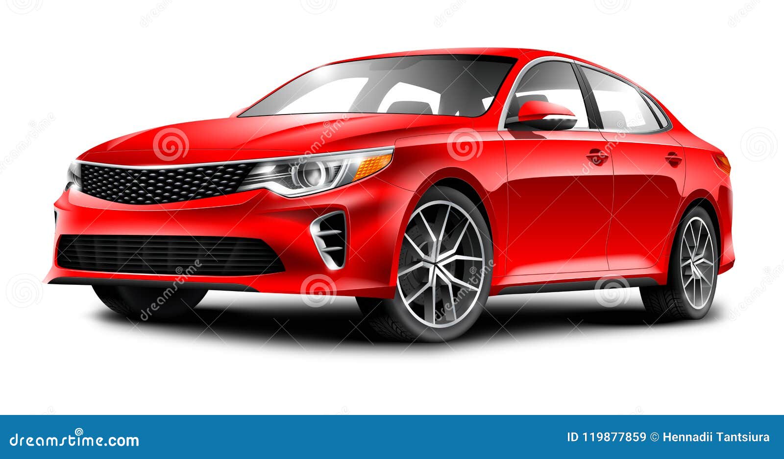Red Generic Sedan Car on White Background Stock Illustration ...