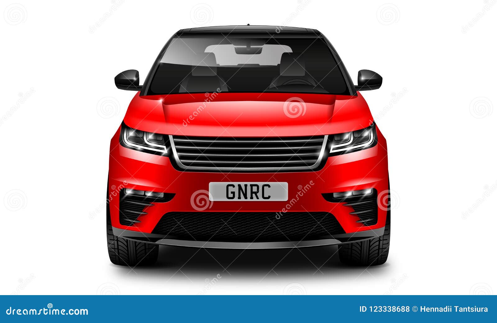 Red Generic SUV Car on White Background Front View with Isolated Path ...