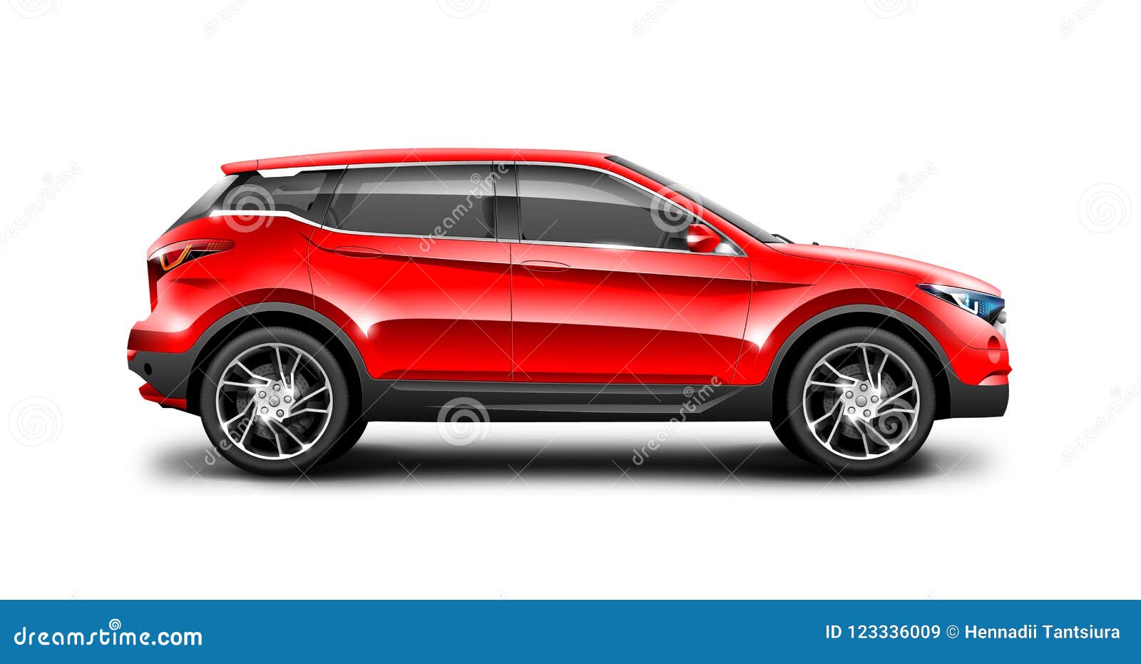 Red Generic SUV Car on White Background. Side View with Isolated Path ...