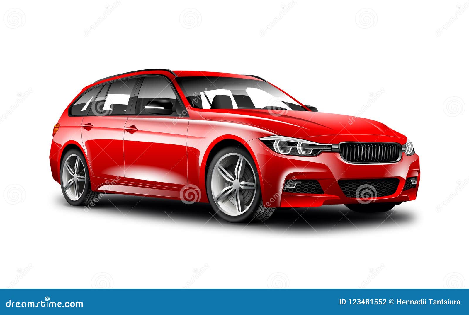 Red Generic Universal Car on White Background with Isolated Path. Stock ...