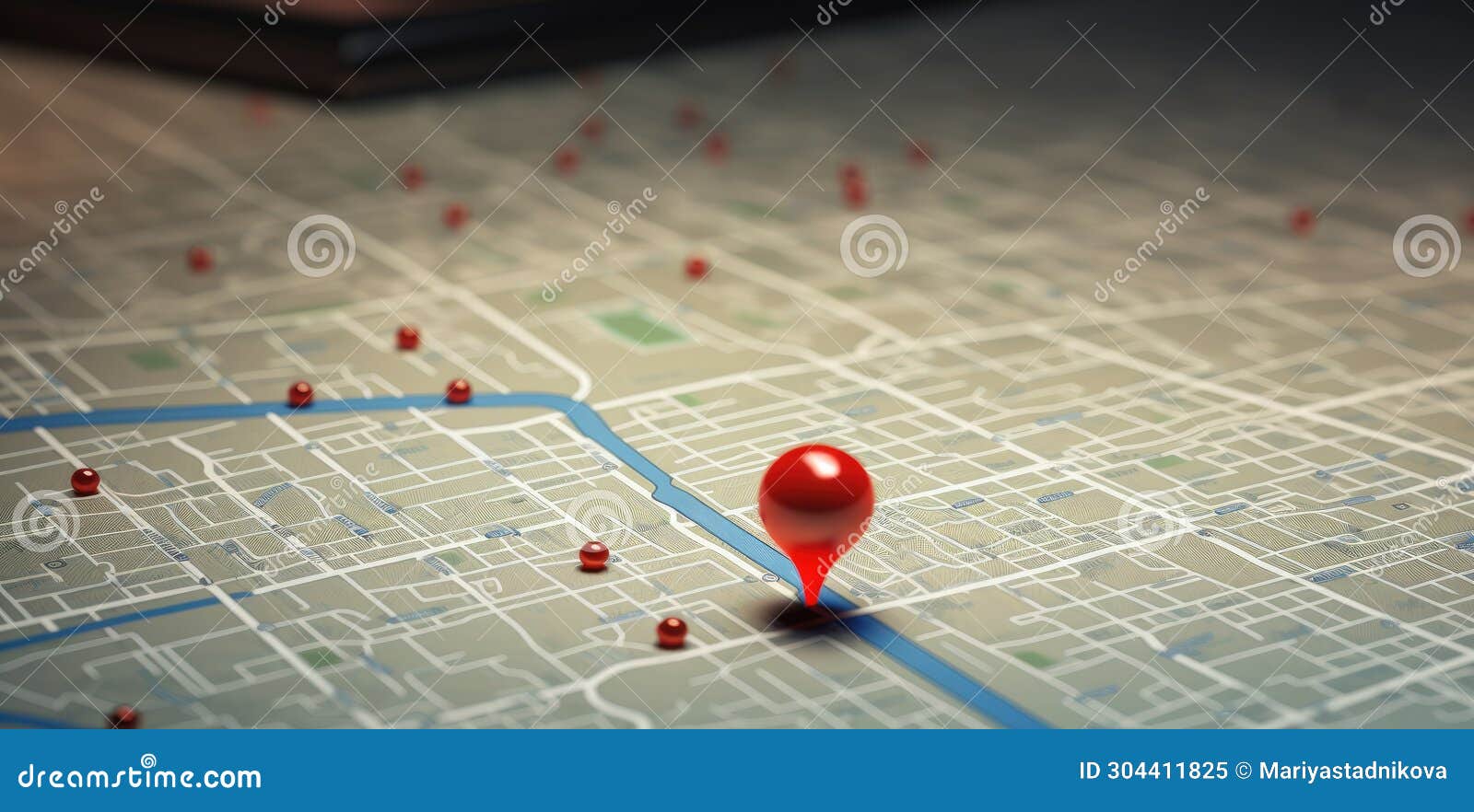 Red Geolocation Marker on the Map in 3D Style. Navigation System Stock ...