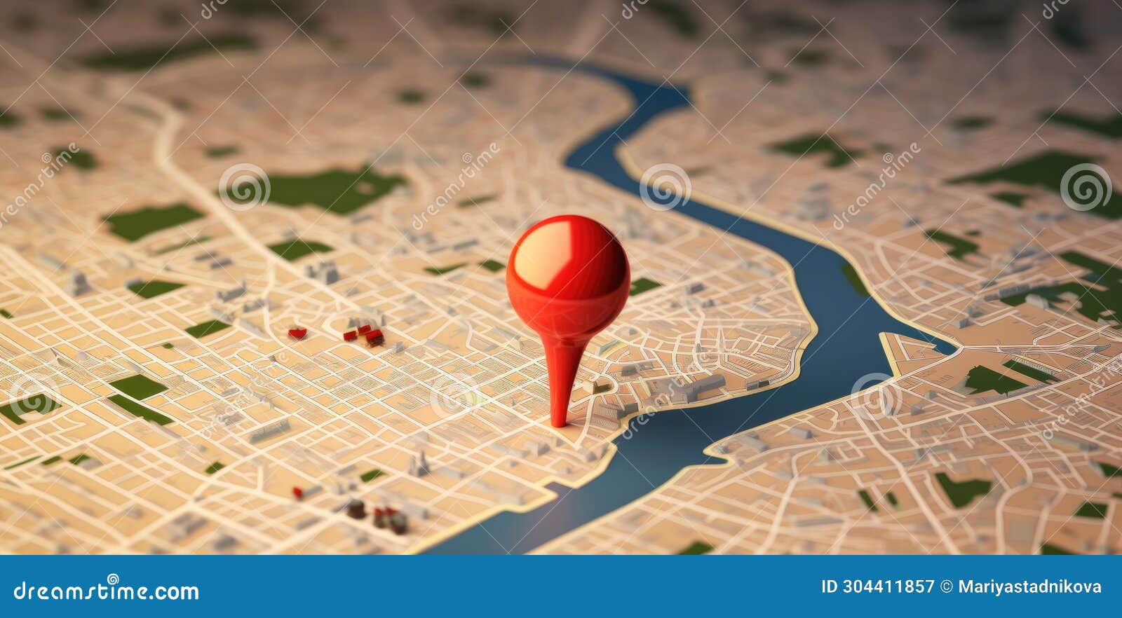 Red Geolocation Marker on the Map in 3D Style. Navigation System Stock ...
