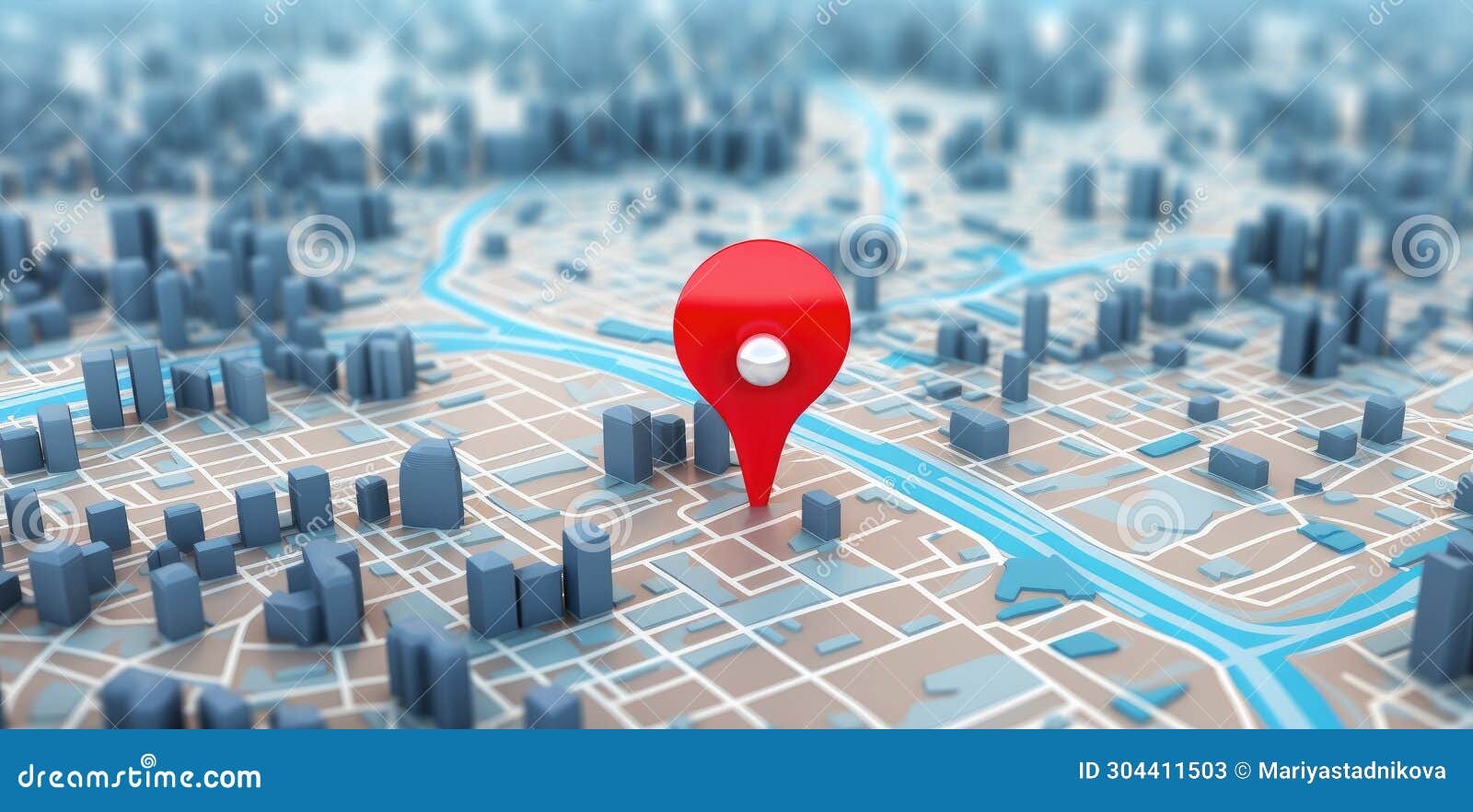 Red Geolocation Marker on the Map in 3D Style. Navigation System Stock ...