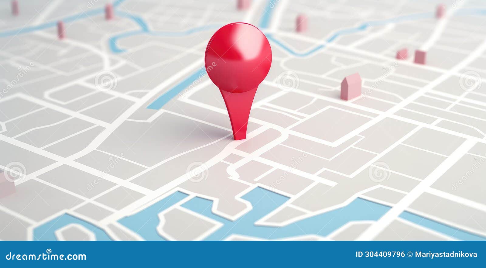 Red Geolocation Marker on the Map in 3D Style. Navigation System Stock ...