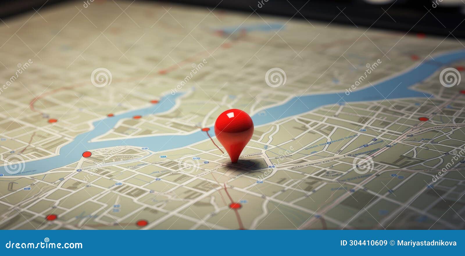 Red Geolocation Marker on the Map in 3D Style. Navigation System Stock ...