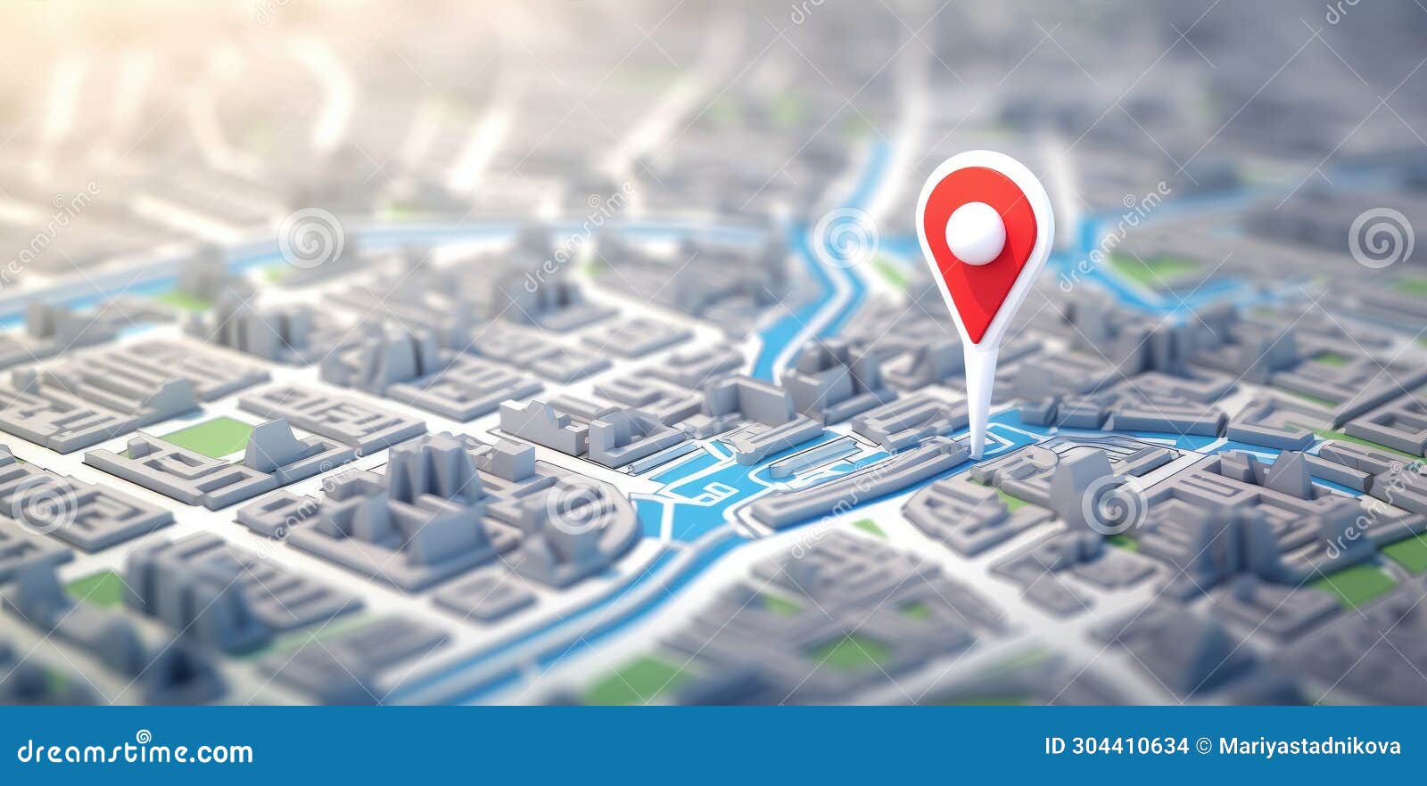 Red Geolocation Marker on the Map in 3D Style. Navigation System Stock ...