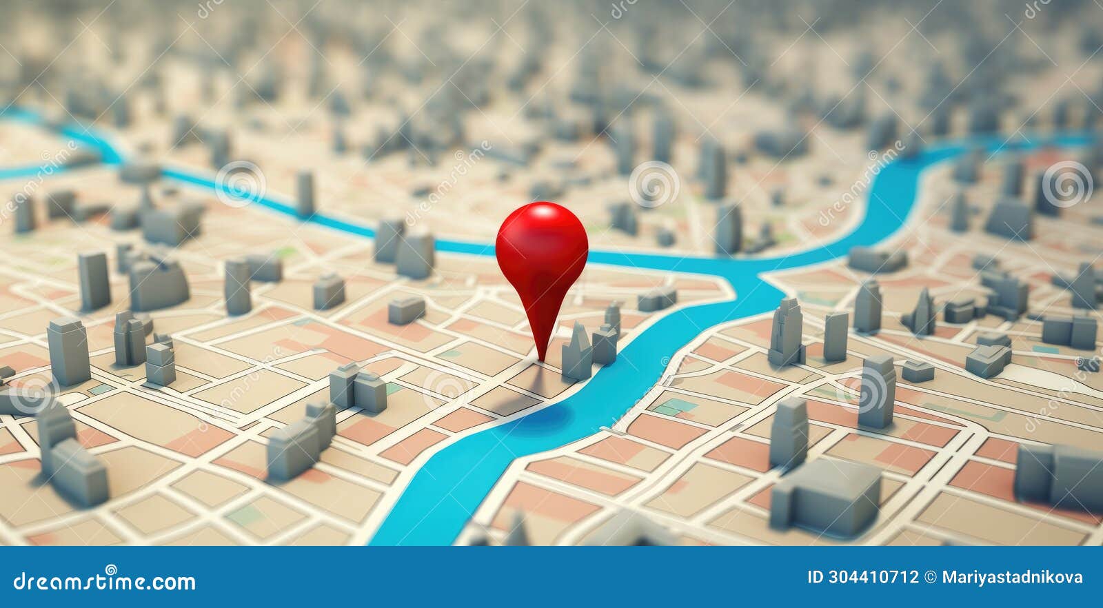 Red Geolocation Marker on the Map in 3D Style. Navigation System Stock ...