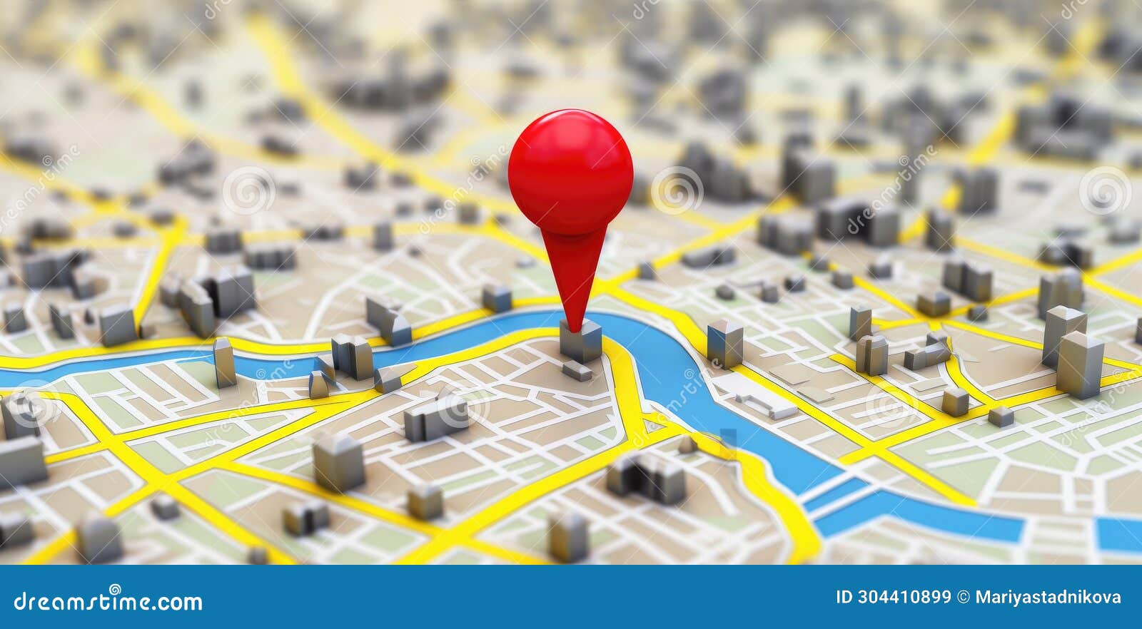 Red Geolocation Marker on the Map in 3D Style. Navigation System Stock ...