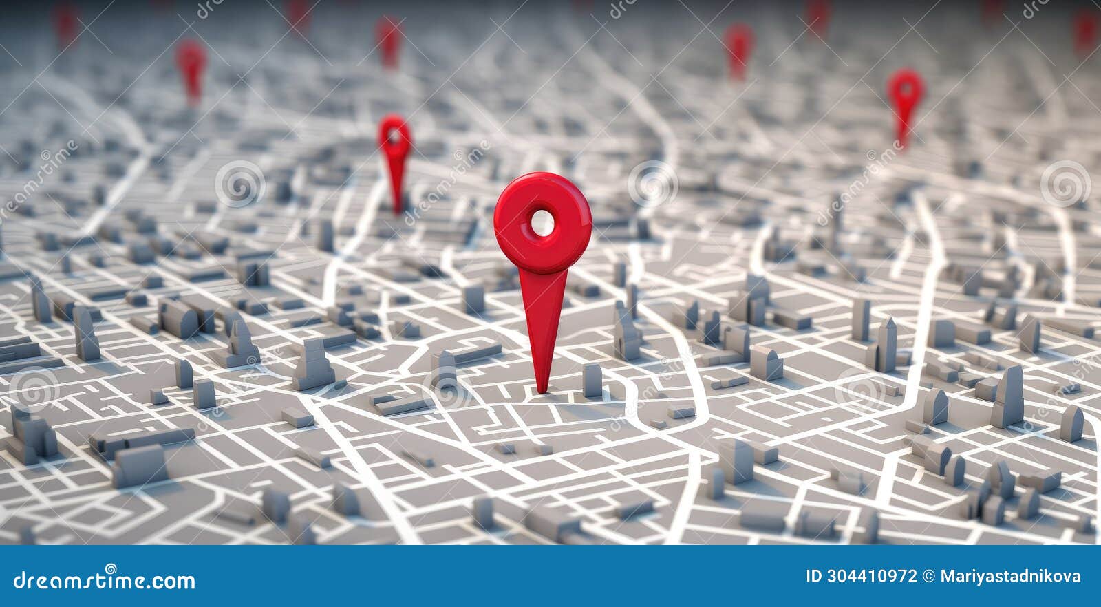 Red Geolocation Marker on the Map in 3D Style. Navigation System Stock ...