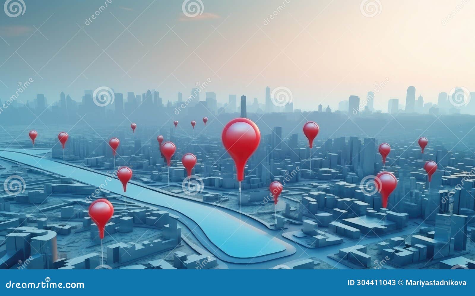 Red Geolocation Marker on the Map in 3D Style. Navigation System Stock ...
