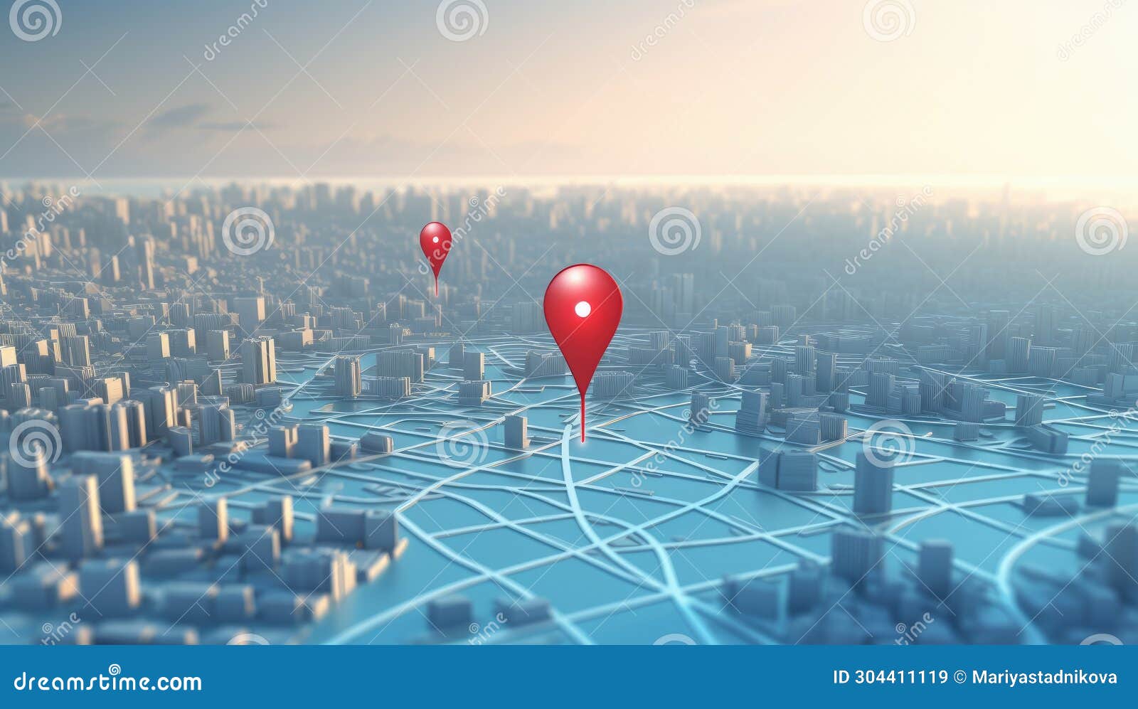 Red Geolocation Marker on the Map in 3D Style. Navigation System Stock ...